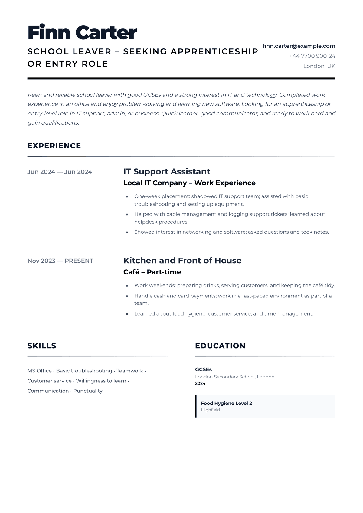 9+ School Leaver CV Templates | Modern CV