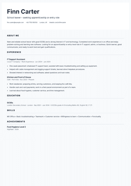 9+ School Leaver CV Templates | Modern CV
