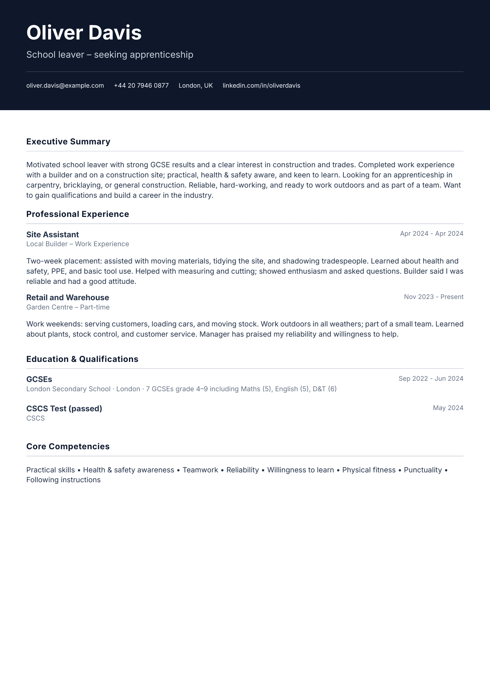 9+ School Leaver CV Templates | Modern CV