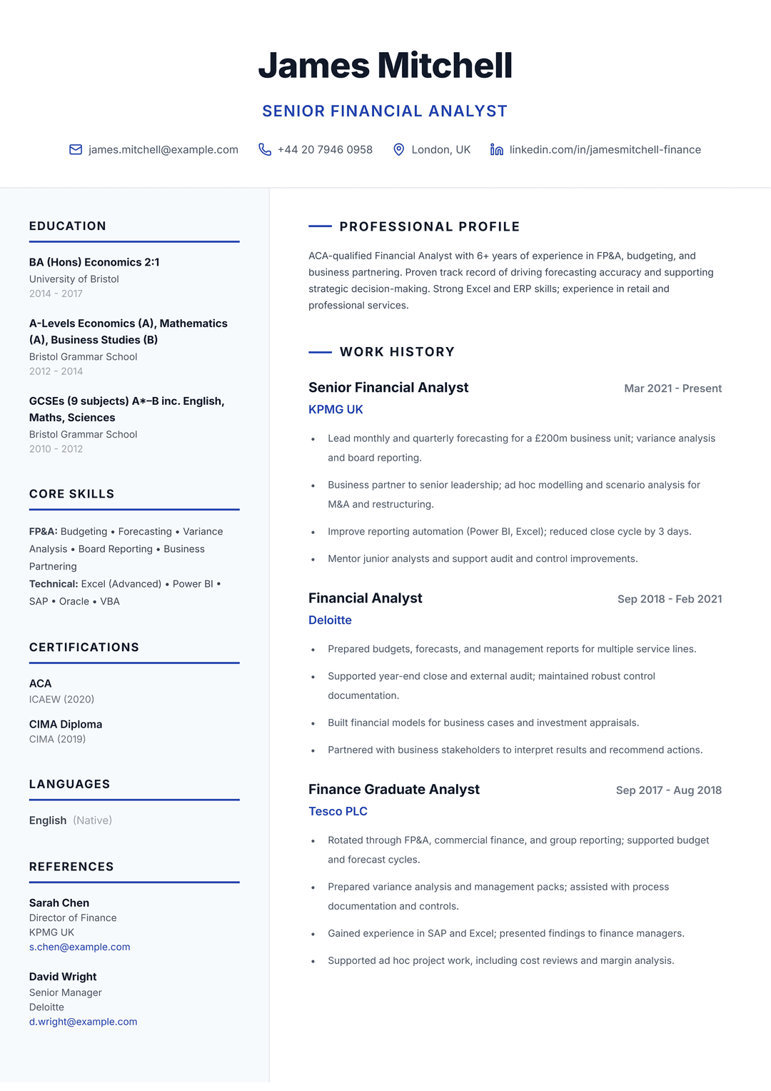 20+ Free Finance CV Templates | Modern CV