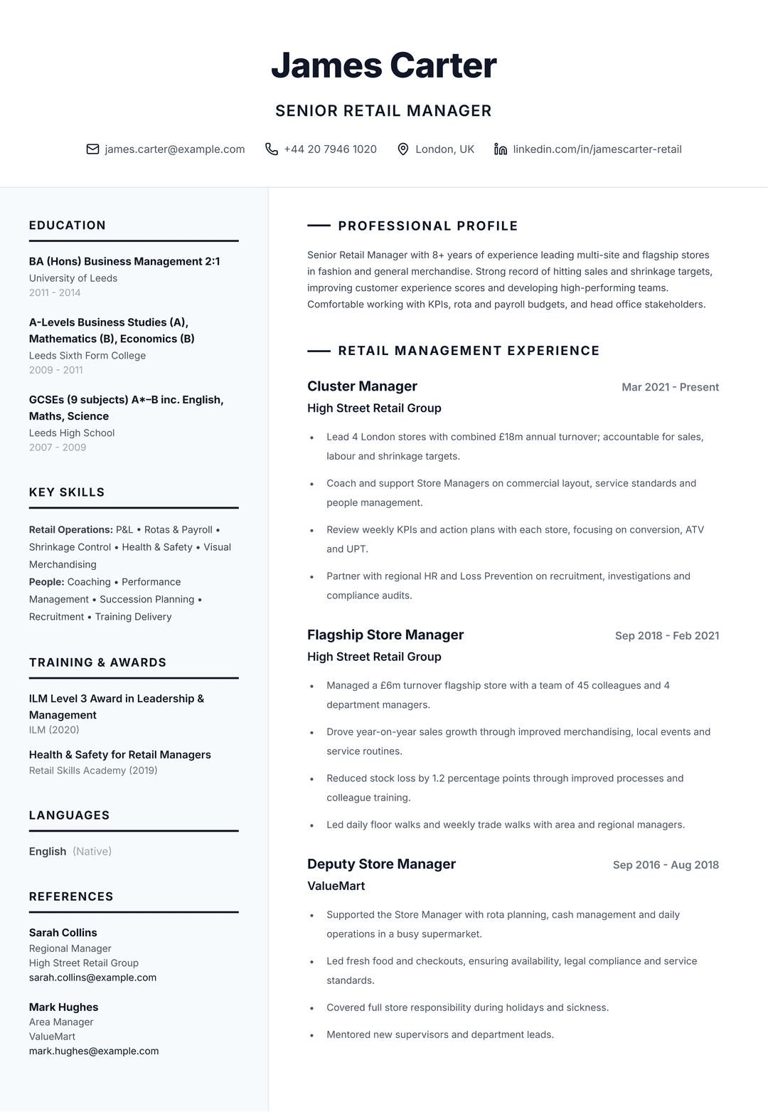 20+ Free Retail CV Templates | Modern CV