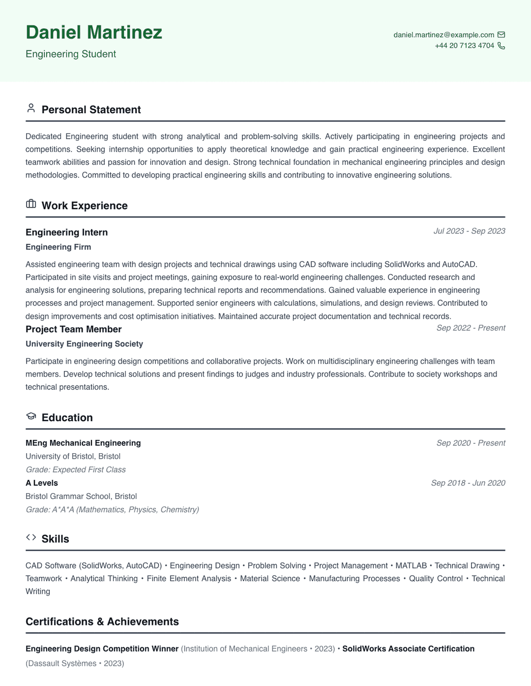 Free Student CV Templates | Professional Student Resume Templates ...